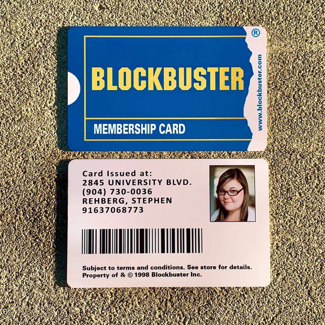 Blockbuster Membership Card Customizable Details With Name - Etsy