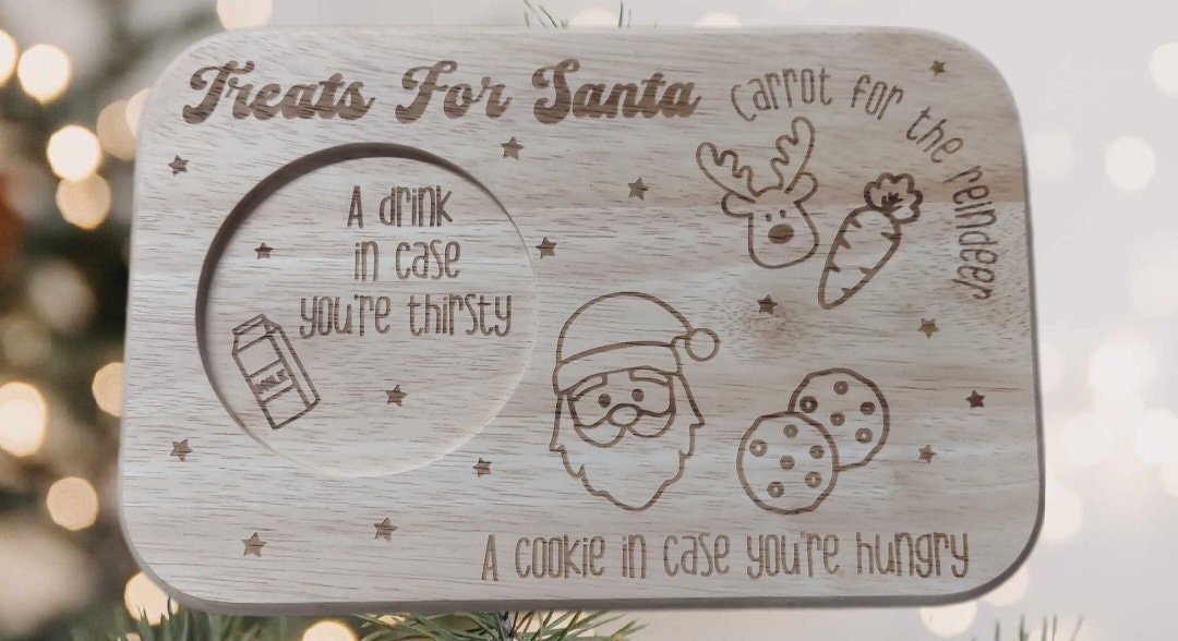 Santa Cookie and Milk Treat Board (personalisation Available ...