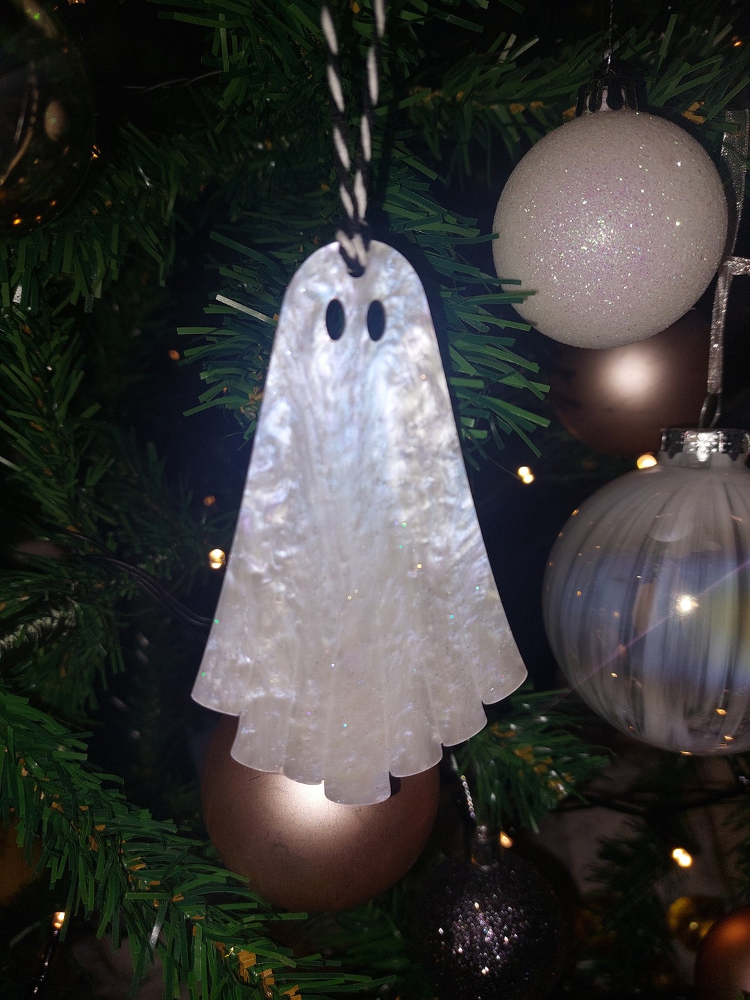 Ghost Christmas/halloween Tree Acrylic Ornament - Etsy UK
