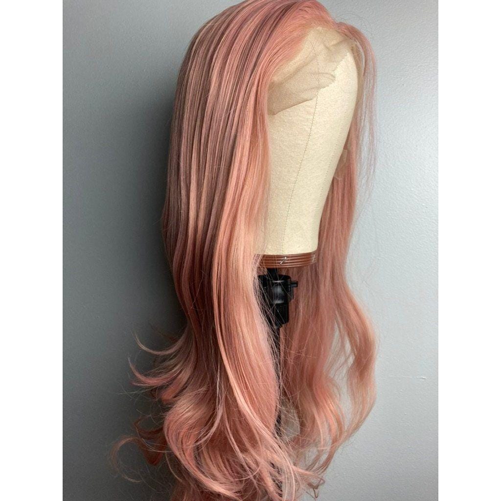 Pastel Pink Wig ,long Wavy Hair Wig,lace Front Wig,wig for Women,ash ...