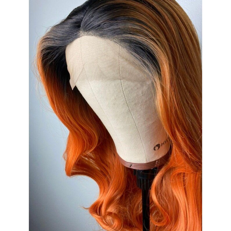 Black Rooted Cooper Orange Wig,orange and Black Wig,orange Wig With ...