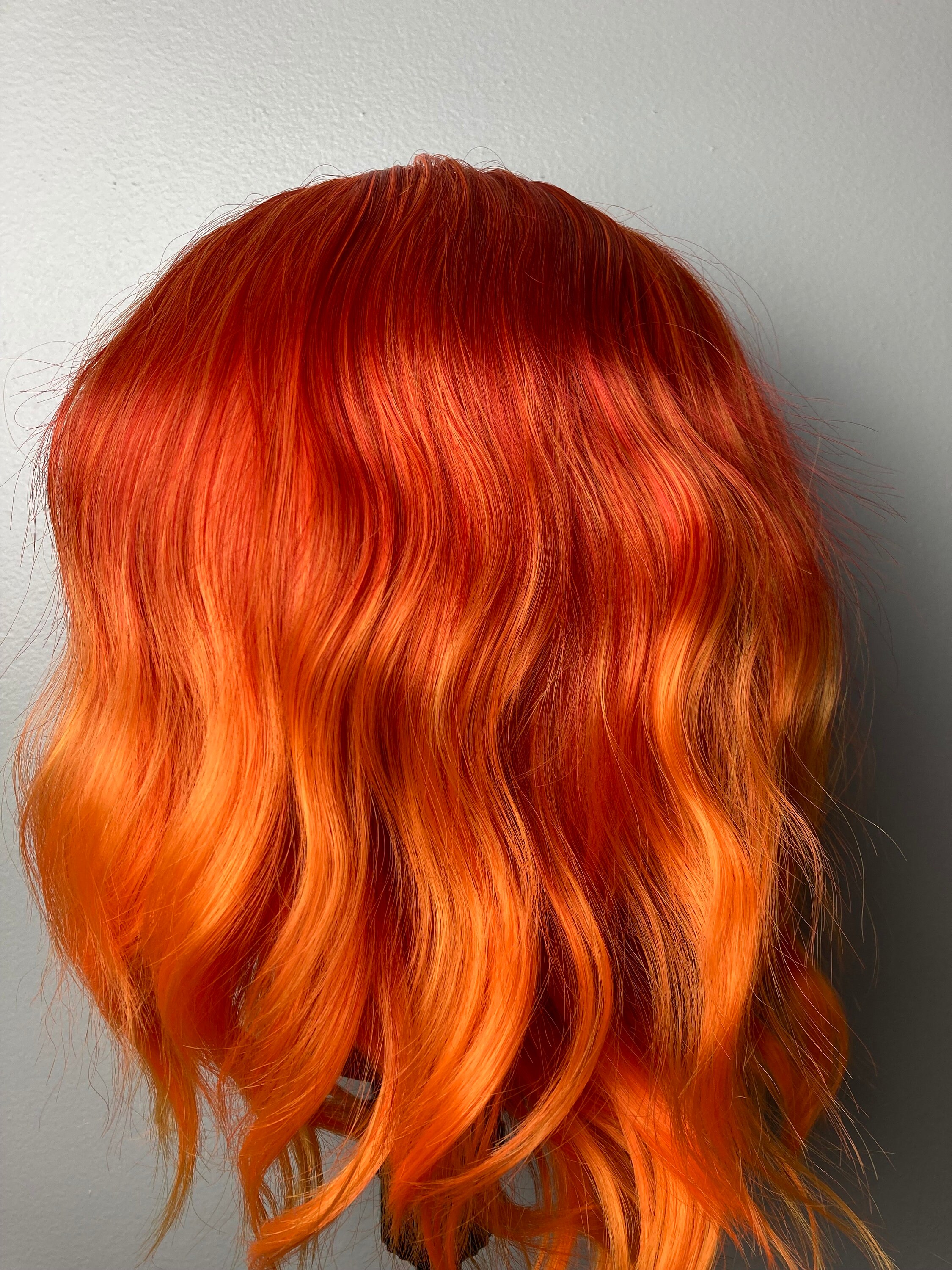 Orange Wigs Anime Wigs Short Bob Wig |short Wavy Wig| Curly Ombre Wigs ...