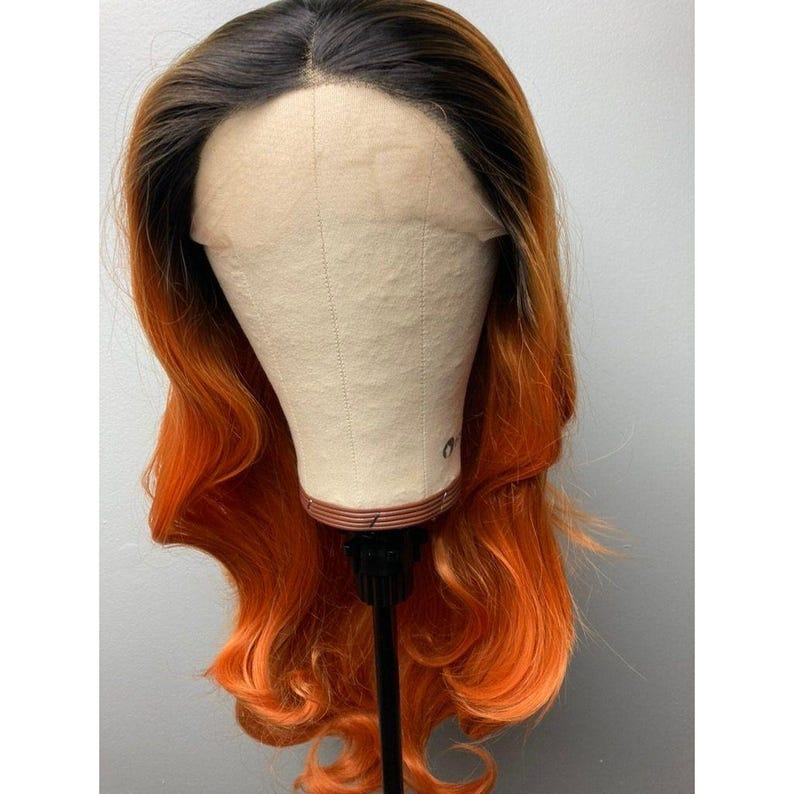 Black Rooted Cooper Orange Wig,orange and Black Wig,orange Wig With ...