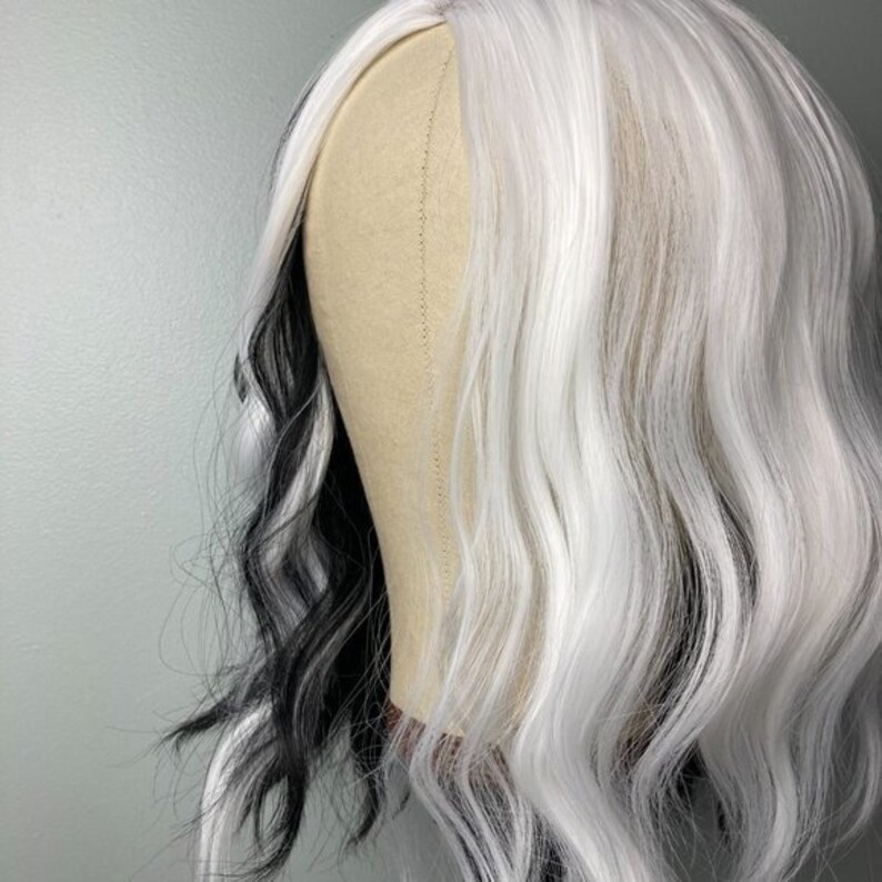 101 Dalmatian Cruella Inspired Split Dye Wig Chic, Edgy and Bold,split Dye Wigs ,short Bob Wig ...