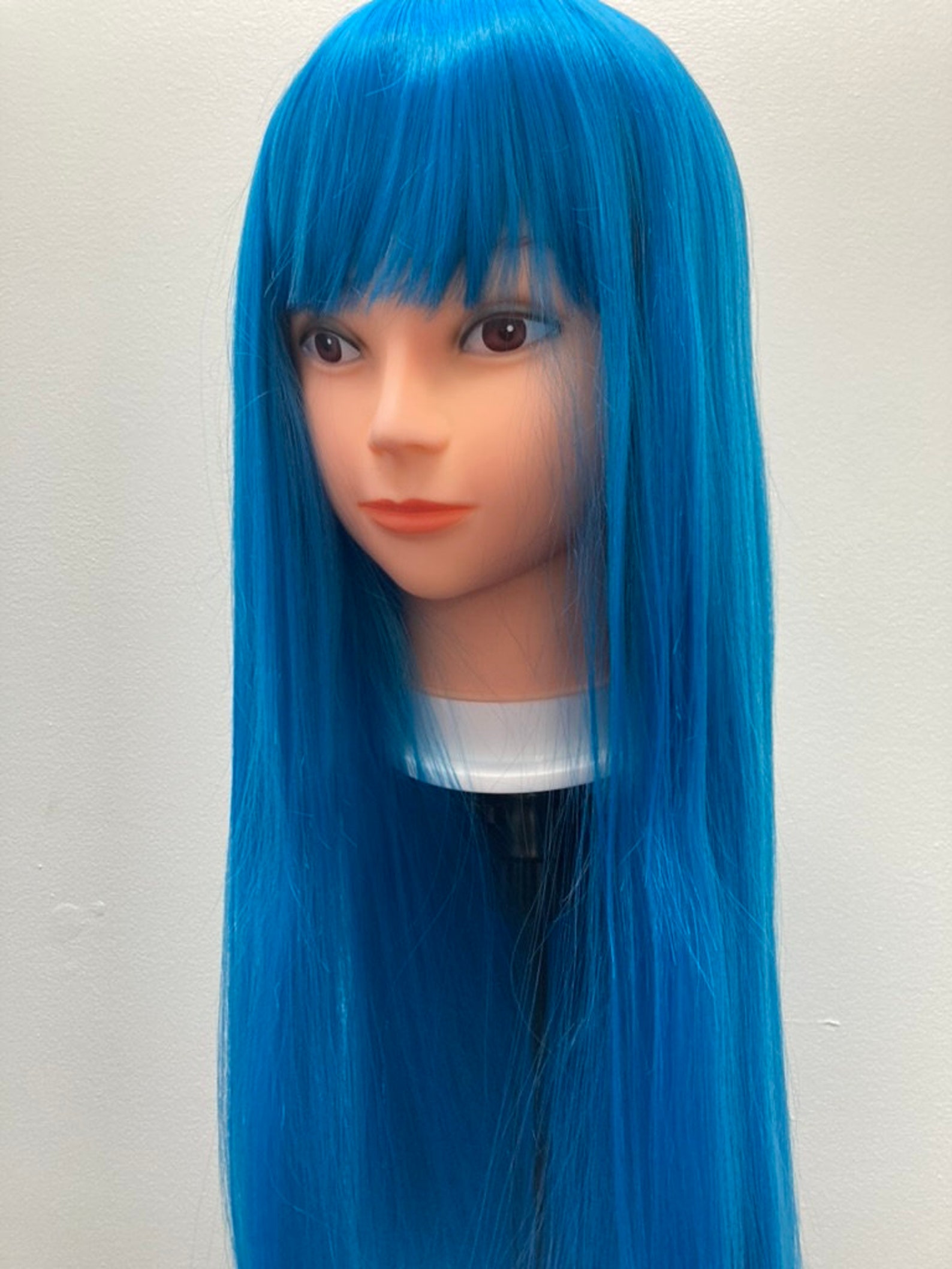 Blue Wig,blue Wig With Bangs,long Blue Green Wig,light Blue Wig,teal ...