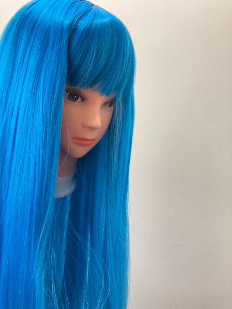 Blue Wig,blue Wig With Bangs,long Blue Green Wig,light Blue Wig,teal ...
