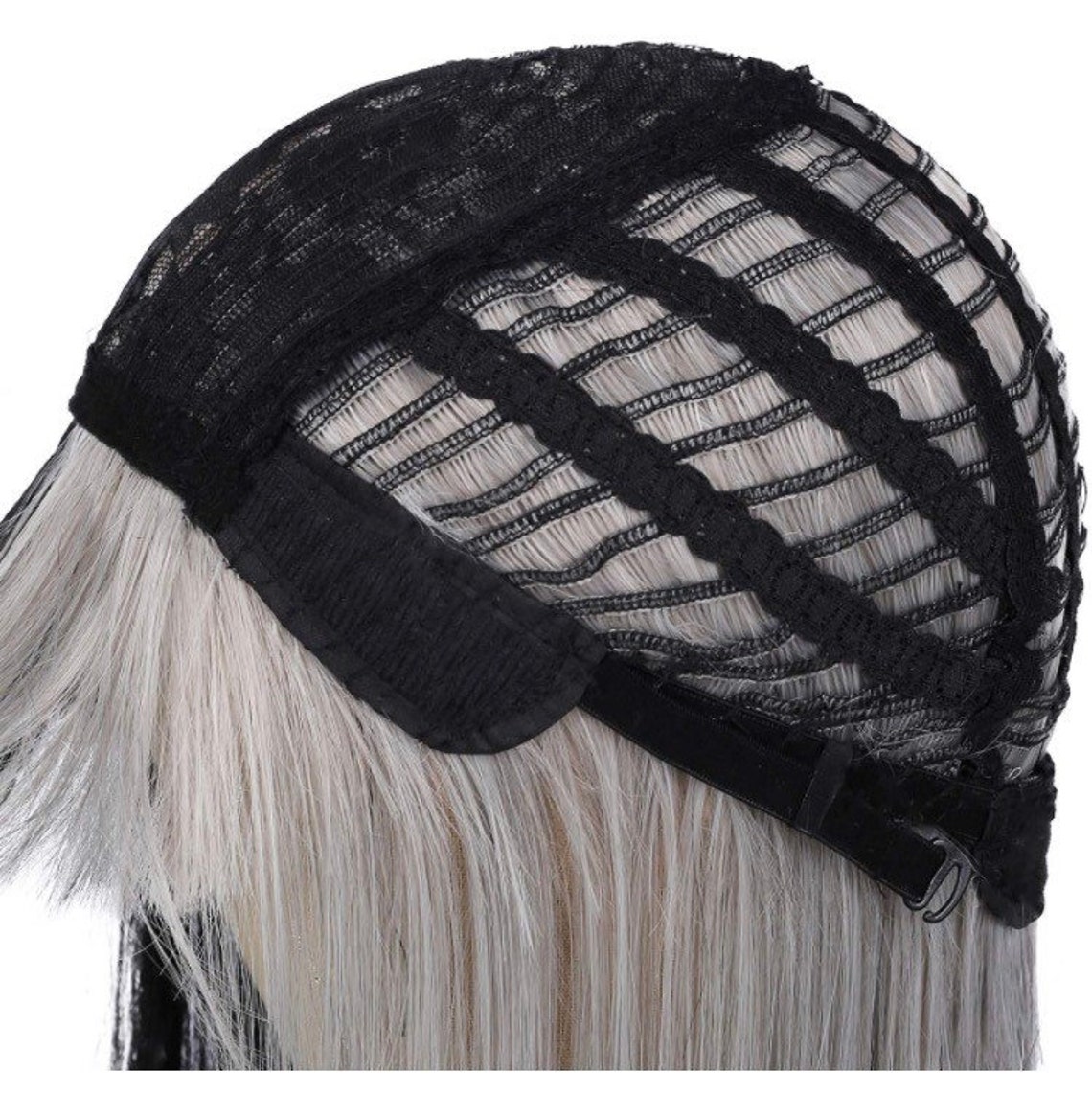 Trendy Half Grey Half Black Wigssplit Dye Wiglong - Etsy