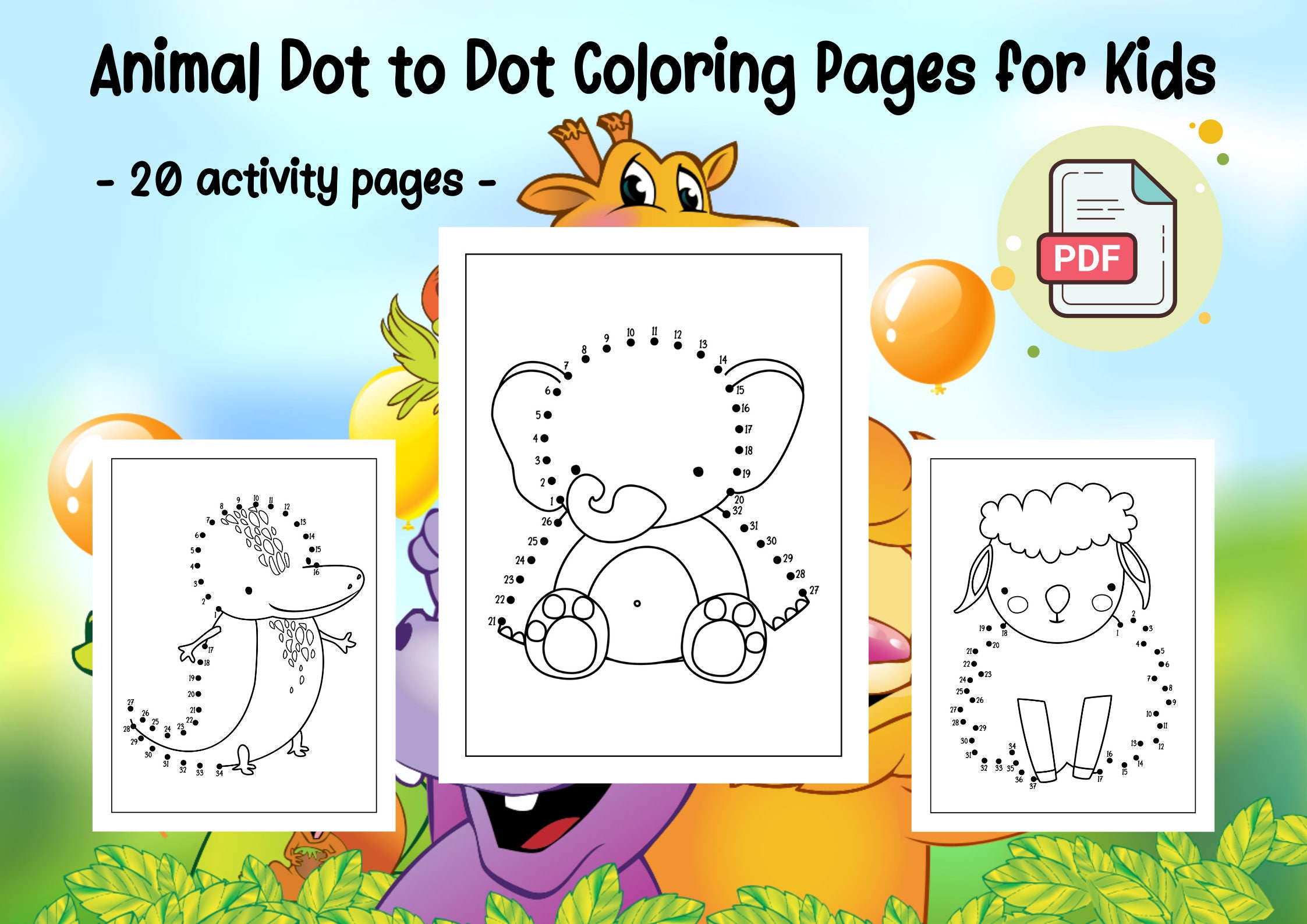 Animal Dot to Dot Coloring Pages for Kids Printable Dot to Dot ...