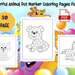 Animal Dot Marker Coloring Pages: Kids Activity (PDF Printable) - Etsy
