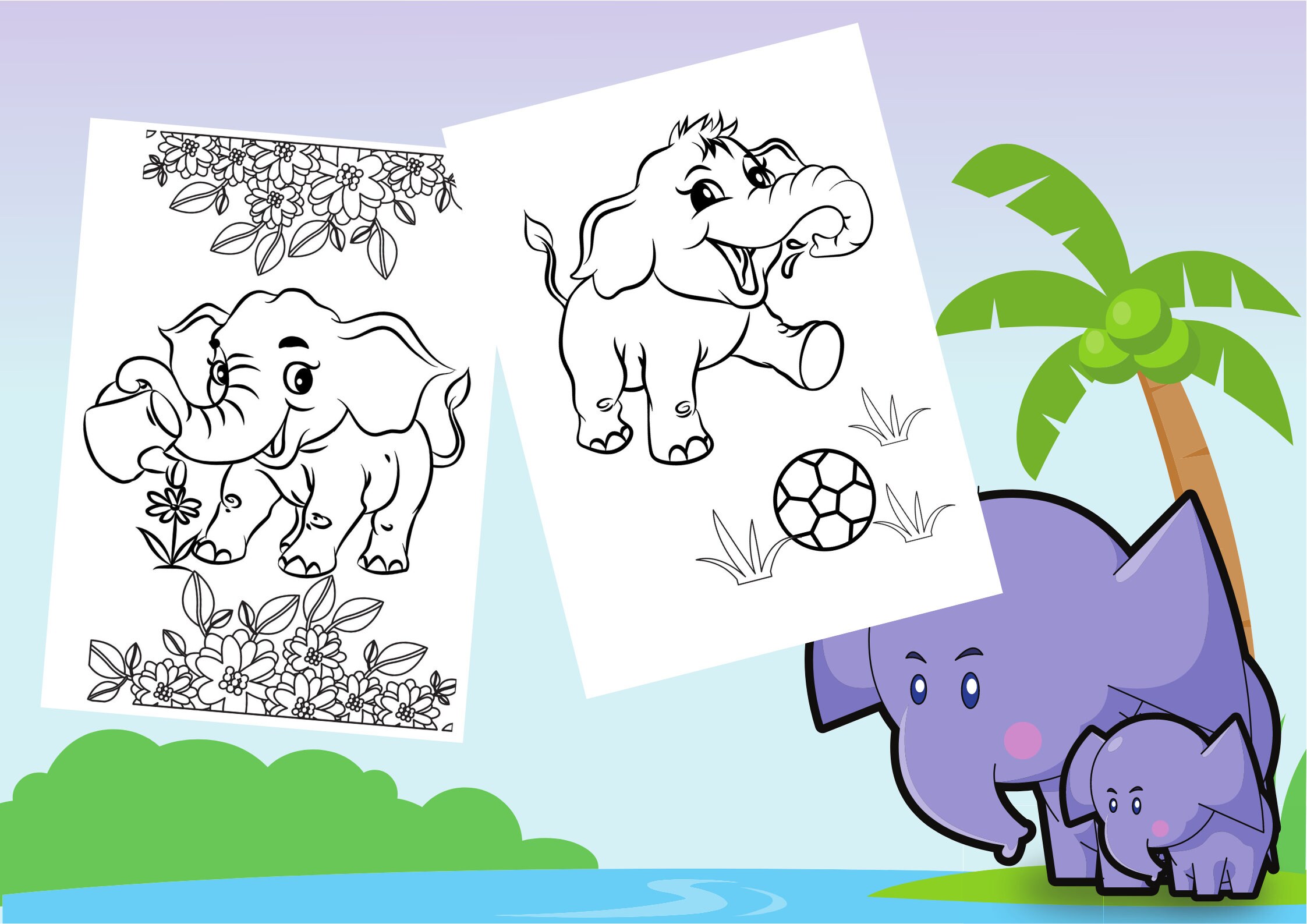 Elephant Coloring Pages 28 Printable Pages Elephant Digital Coloring ...