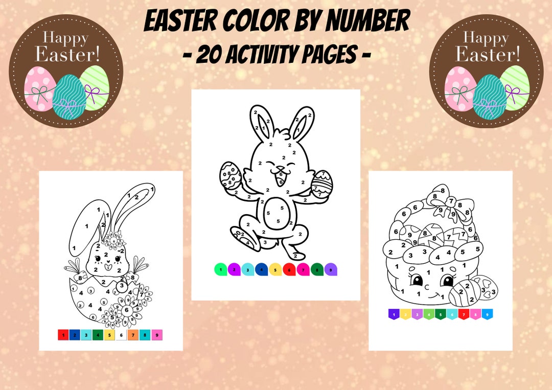 Easter Color by Number Coloring Pages, 20 Printable Pages, Easter Paint ...