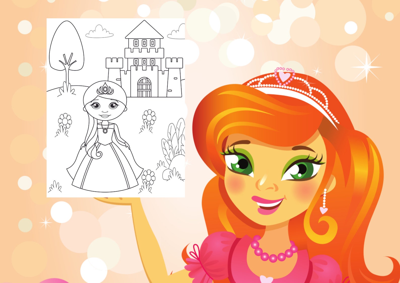 Princess Coloring Pages 25 Printable Pages Beautiful Princess Digital ...
