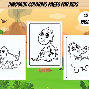 Dinosaur Coloring Pages, 15 Printable Pages, Super Cute Dinosaur ...