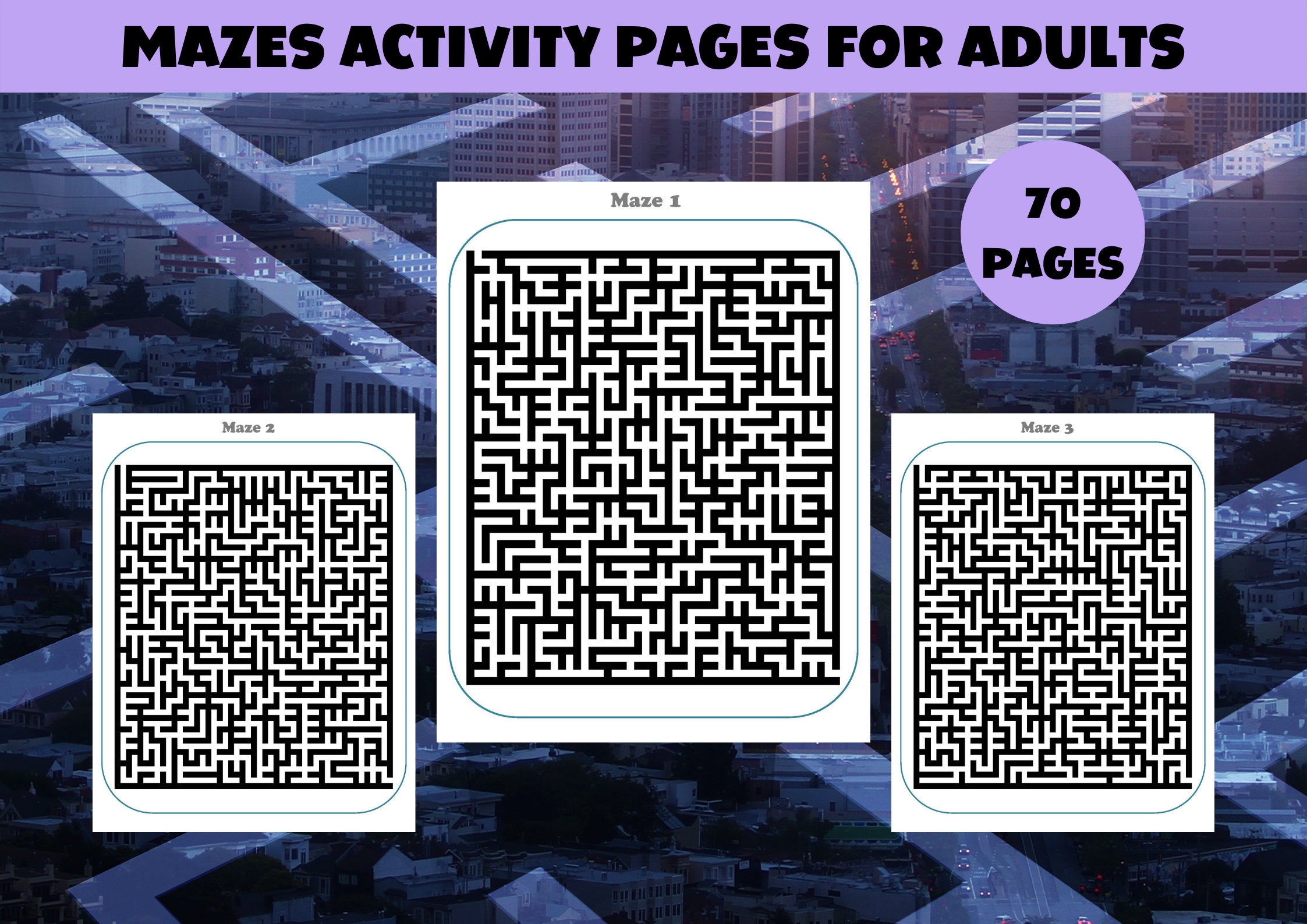 Mazes Activity Pages for Adults, 70 Moderate to Challenging Puzzles ...