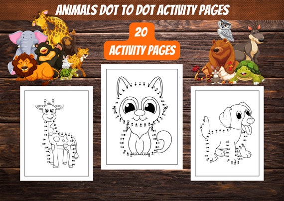 20 Cute Animals Dot to Dot Printable Coloring Pages Animal - Etsy