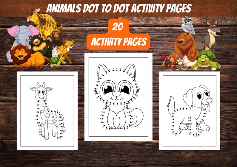 20 Cute Animals Dot to Dot Printable Coloring Pages Animal Activity ...