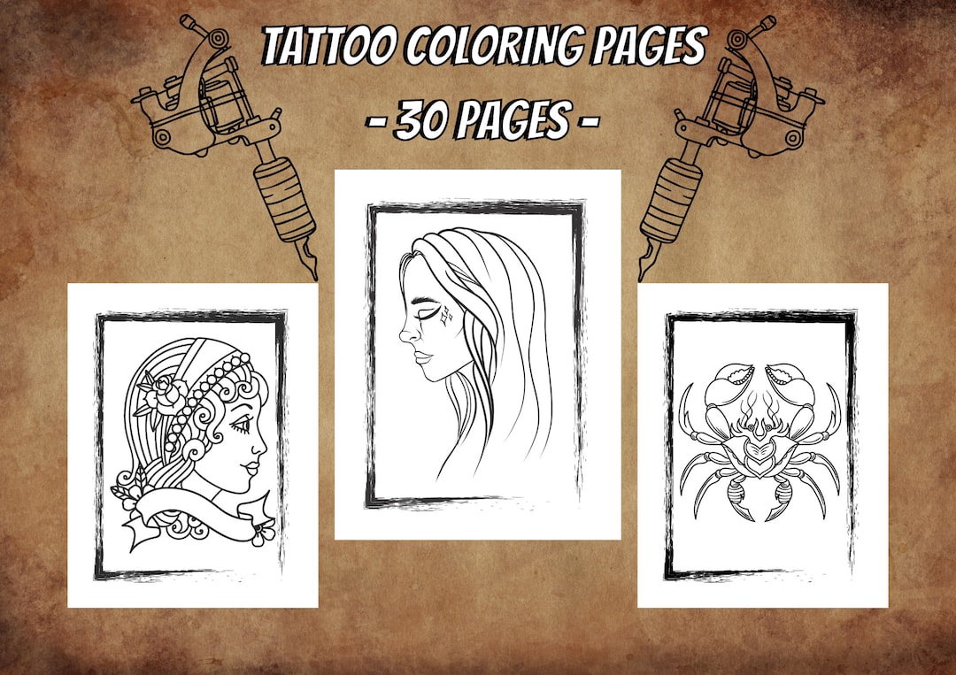 Tattoo Coloring Pages for Adults: 30 Printable Designs (PDF Download ...