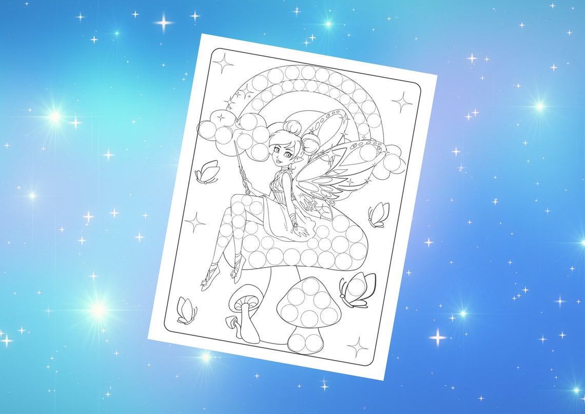 Fairy Dot Marker Coloring Pages 25 Printable Pages Magic - Etsy