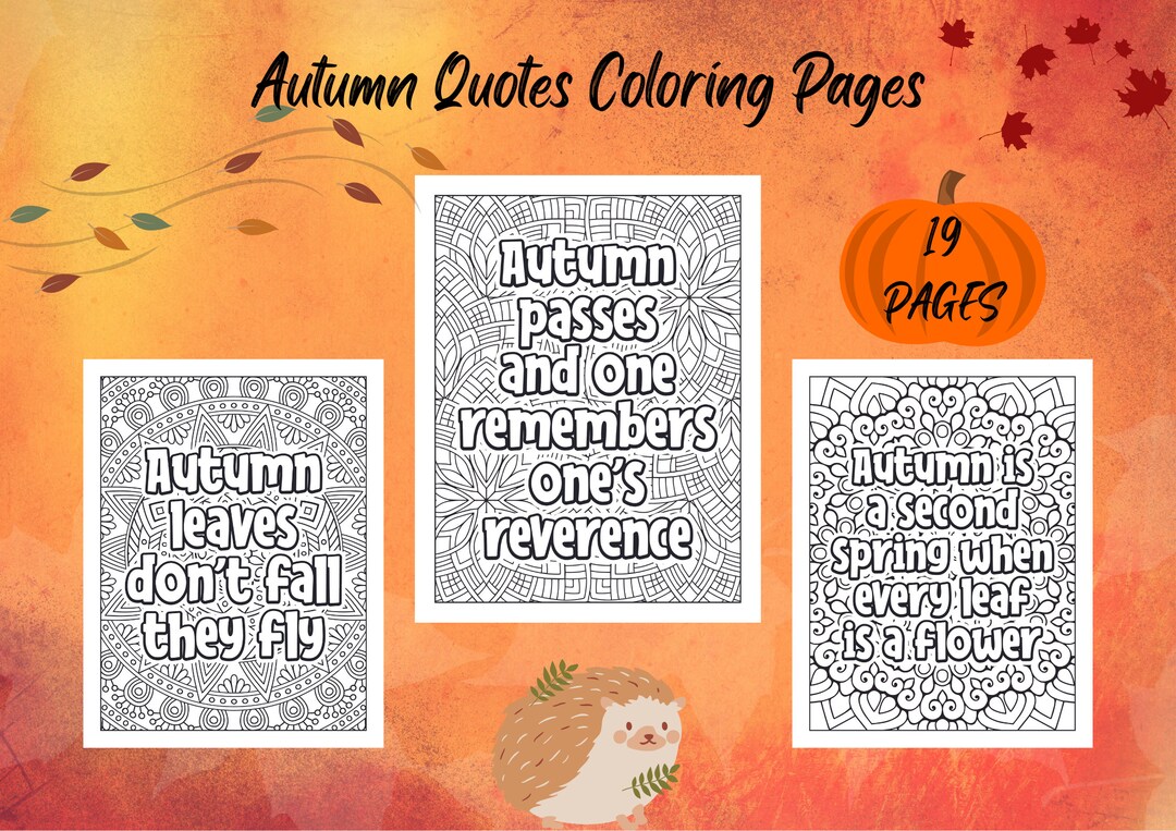 Autumn Quotes Coloring Pages: 19 Printable Designs (PDF Download) - Etsy
