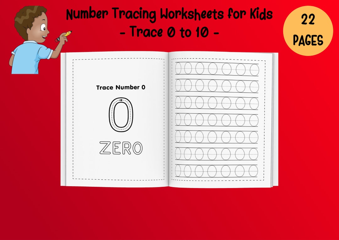 Number Tracing Worksheets for Kids Boys and Girls - 22 Printable Pages ...