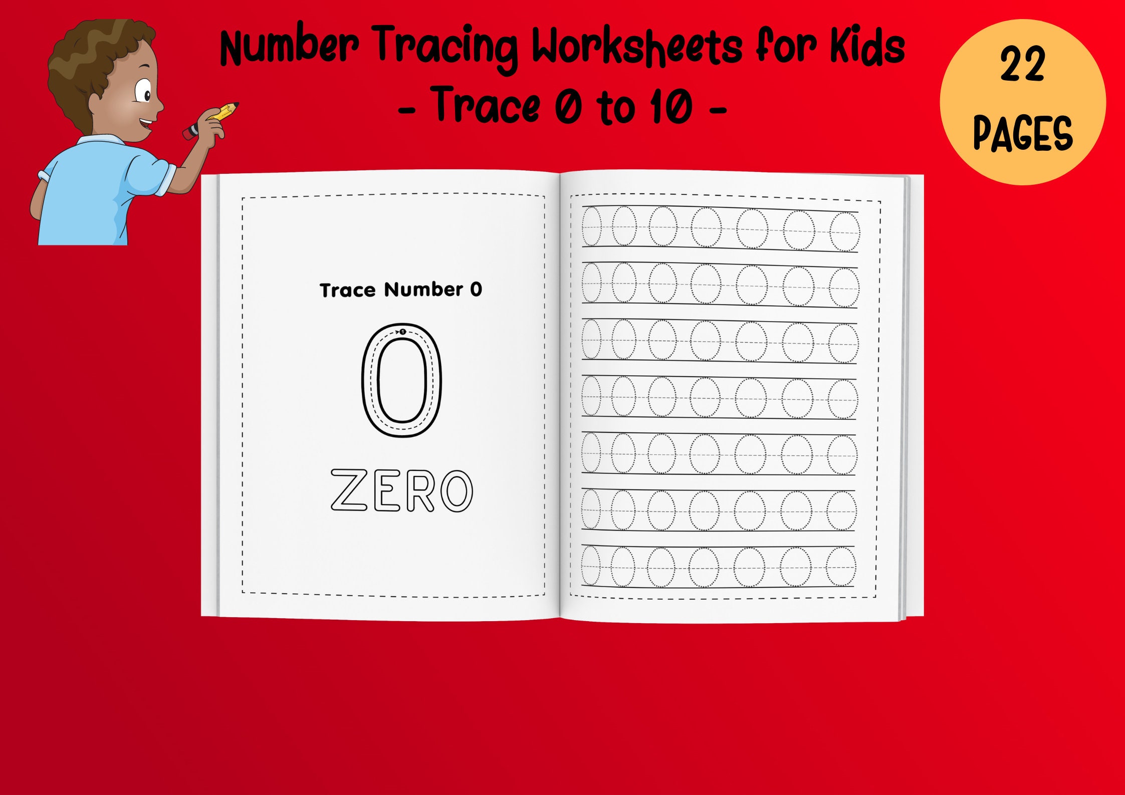 Number Tracing Worksheets for Kids Boys and Girls - 22 Printable Pages ...
