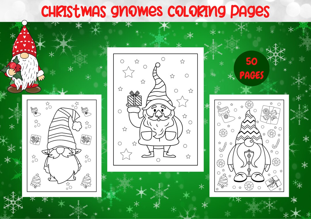 Christmas Gnomes Coloring Pages, 50 Printable Pages, Fun and Creative ...