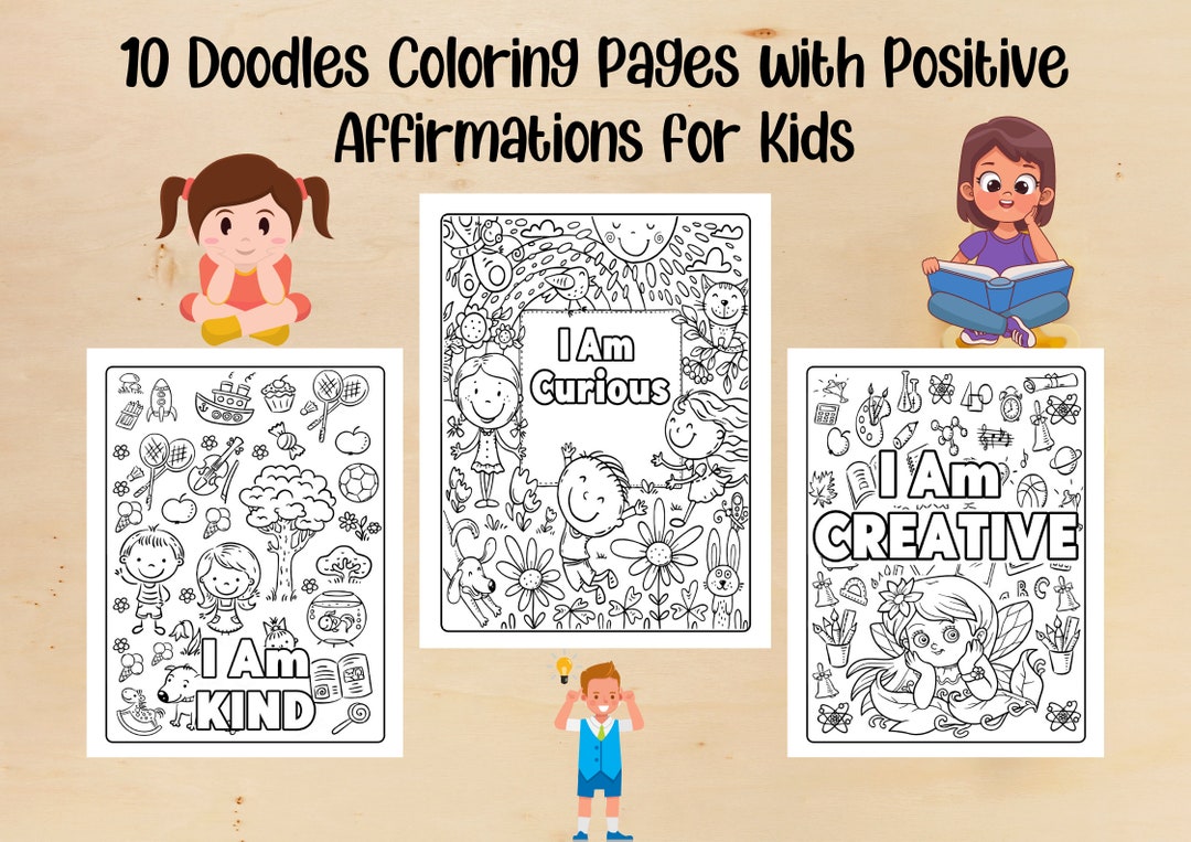 10 Doodles Coloring Pages With Positive Affirmations for Kids - the ...