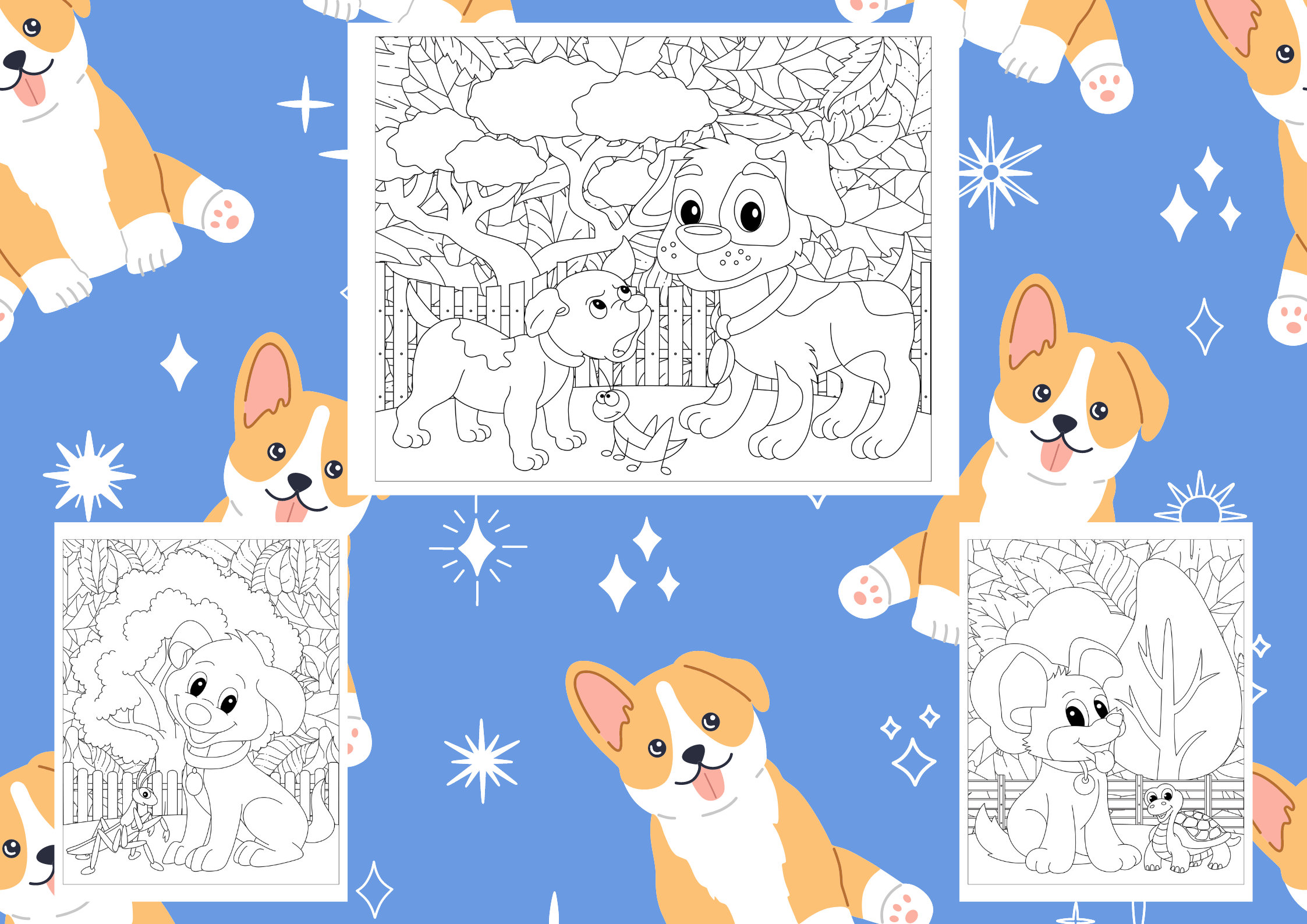 10 Adorable Dogs Printable Coloring Pages for Kids Dogs Coloring Sheets ...