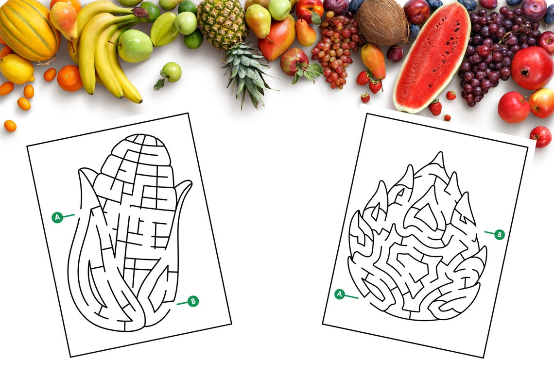 Fruit Mazes Activity Pages for Kids: Printable Maze Book (PDF Digital ...
