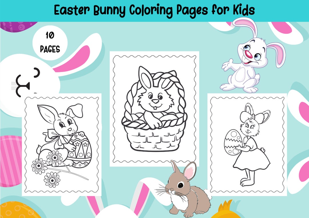 Easter Bunny Coloring Pages for Kids Boys and Girls - 10 Printable ...