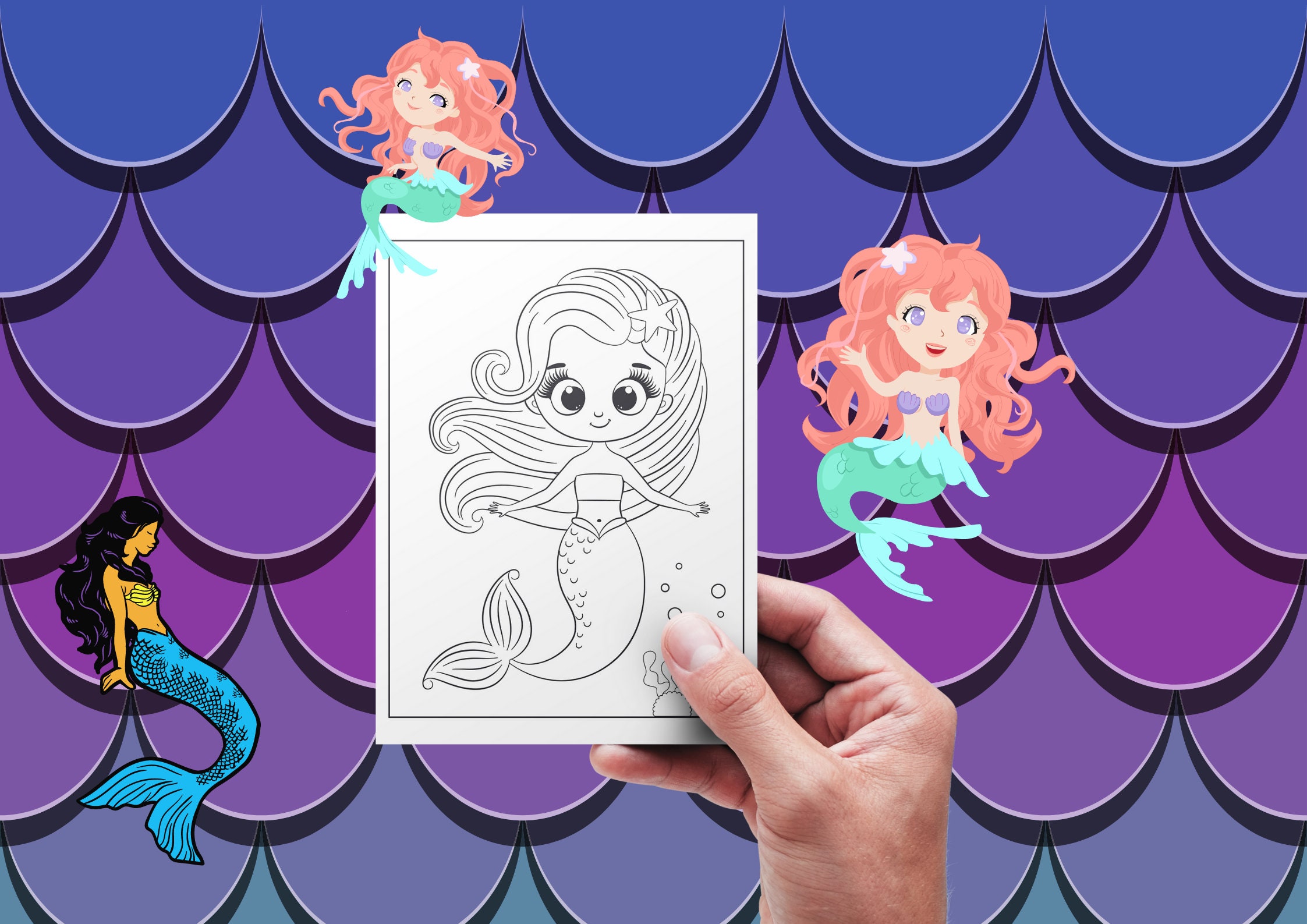 Adorable Mermaid Coloring Pages 20 Printable Pages Mermaid Coloring ...