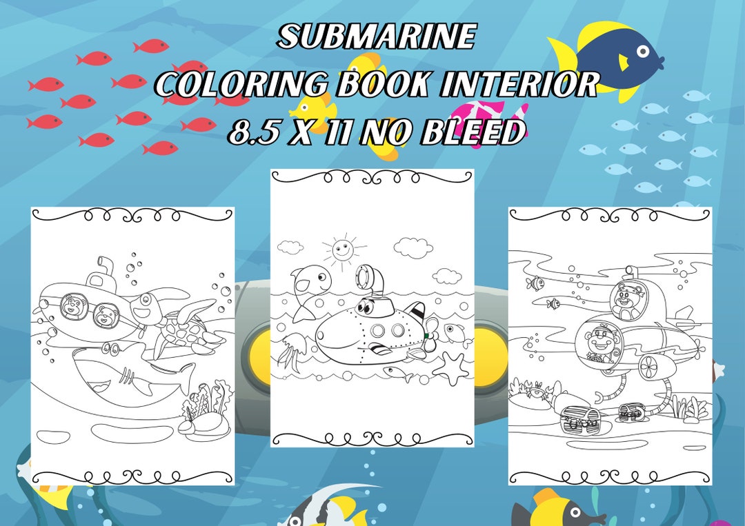 Submarine Digital Coloring Book - Interior Kdp - Coloring Pages for ...