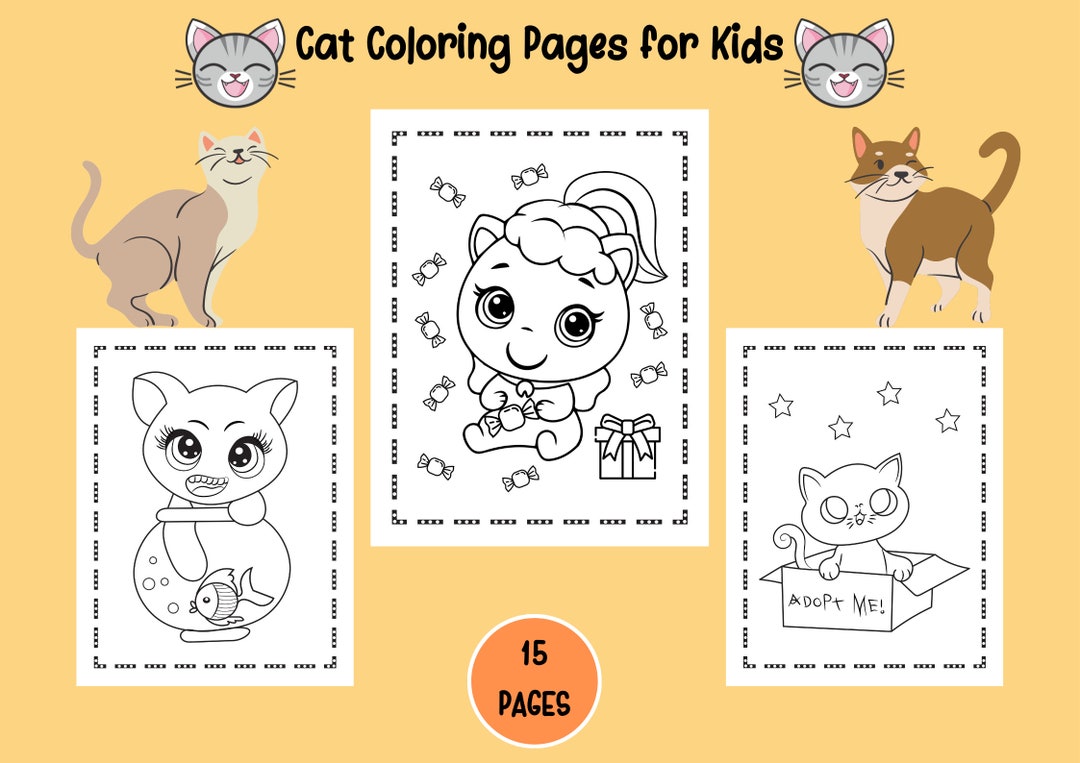 Cat Coloring Pages for Kids Boys and Girls - 15 Printable Pages - Cute ...