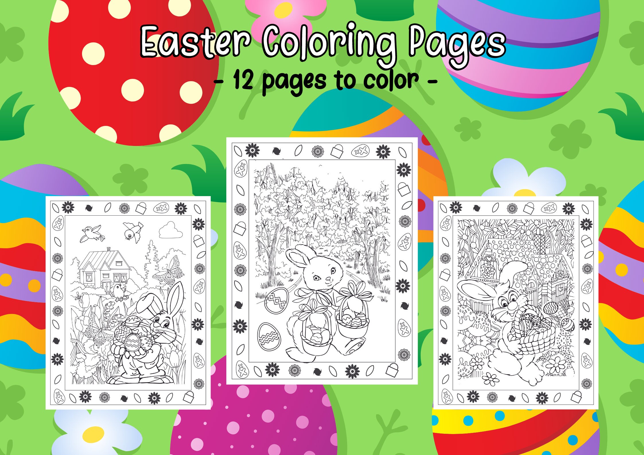Easter Coloring Pages for Kids Boys and Girls 12 Printable Pages Easter ...