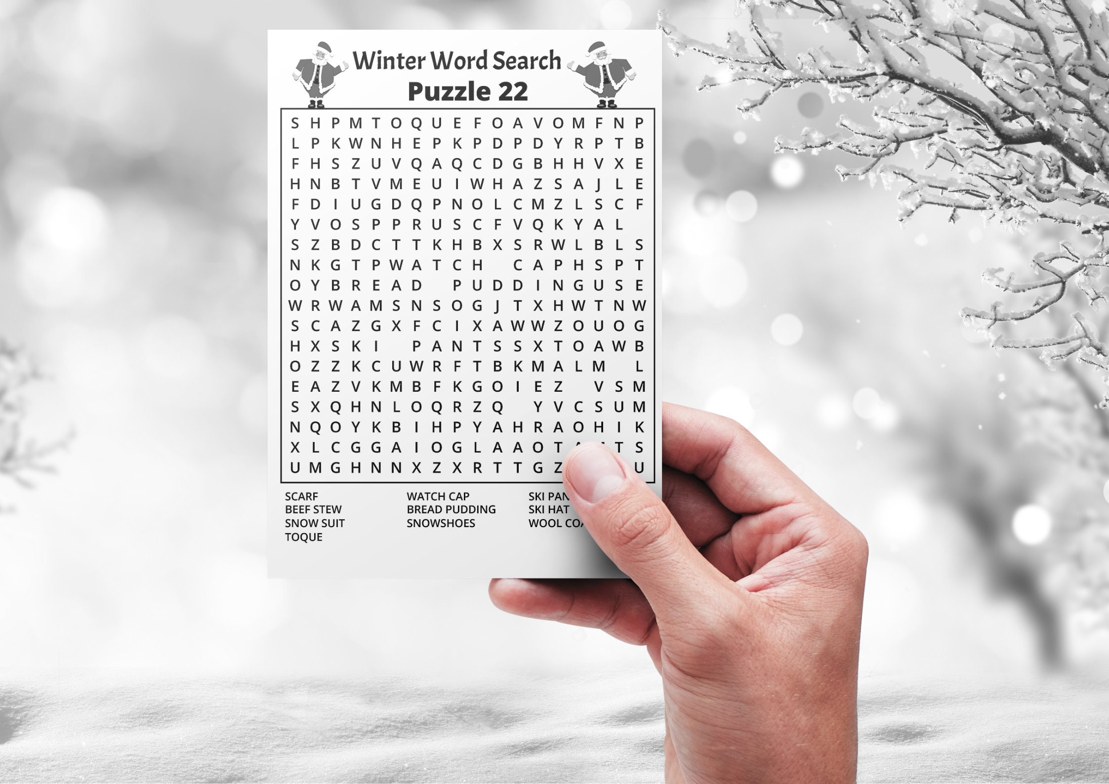 Winter Word Search Activity Pages for Adults, Relaxing Winter Themed ...