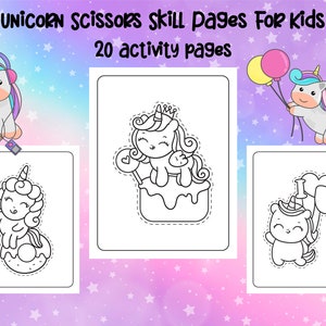 Unicorn Scissor Skills Coloring Pages: Kids Activity Book (PDF) - Etsy