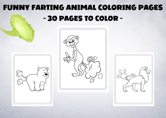 Funny Farting Animals Coloring Pages 30 Printable Pages | Etsy