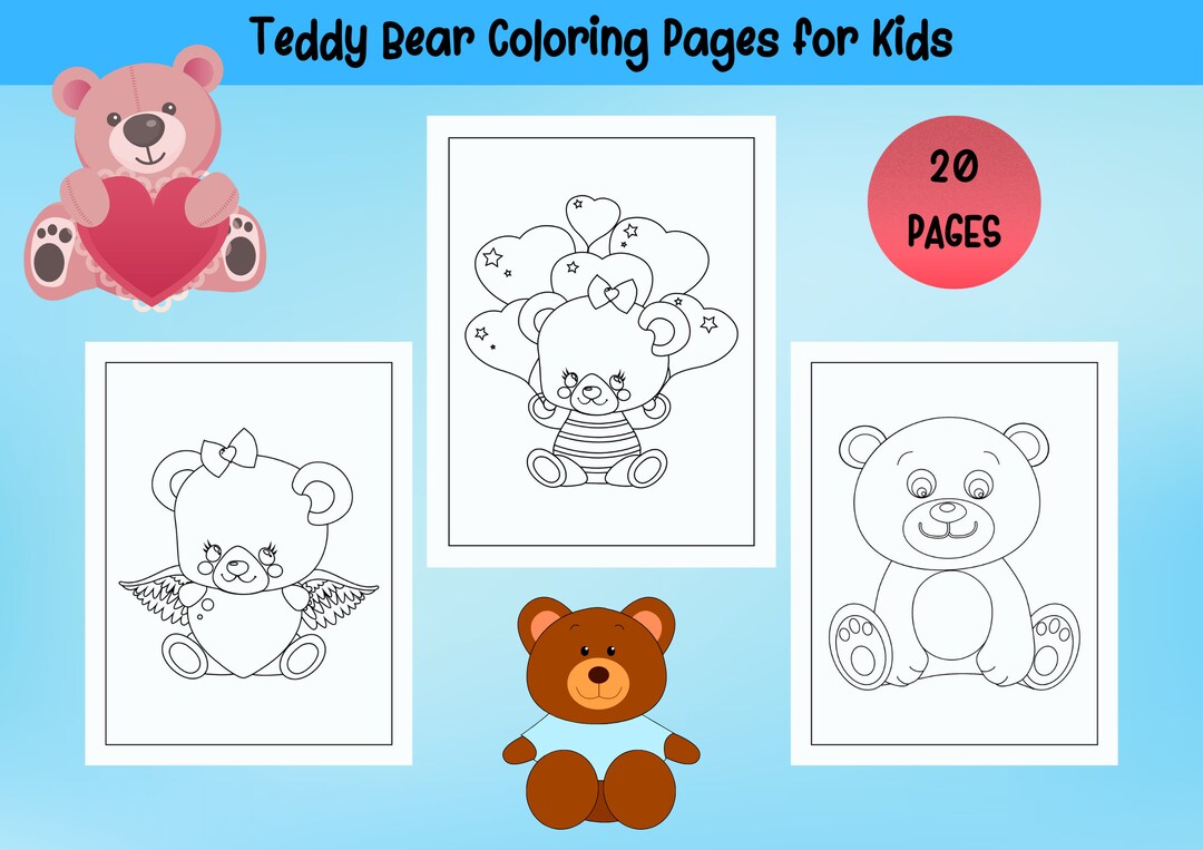 Teddy Bear Coloring Pages - 20 Printable Pages - Cute Teddy Bear ...