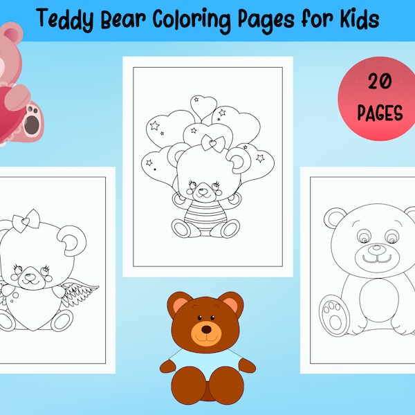 Teddy Bear Coloring Book - Etsy