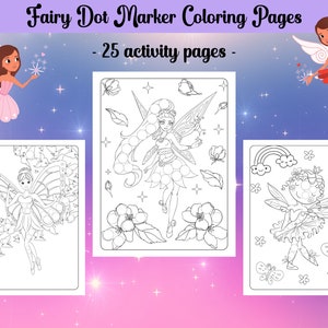 Fairy Dot Marker Coloring Pages, 25 Printable Pages, Magic Fairies Dot ...
