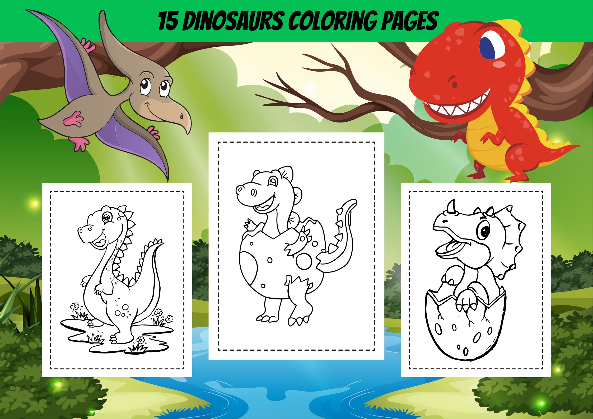 Wonderful Dinosaurs Coloring Book for Kids Boys and Girls 20 Dinosaur ...