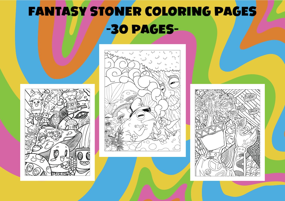 Fantasy Stoner Coloring Pages for Adults, 30 Printable Pages, A Trippy ...