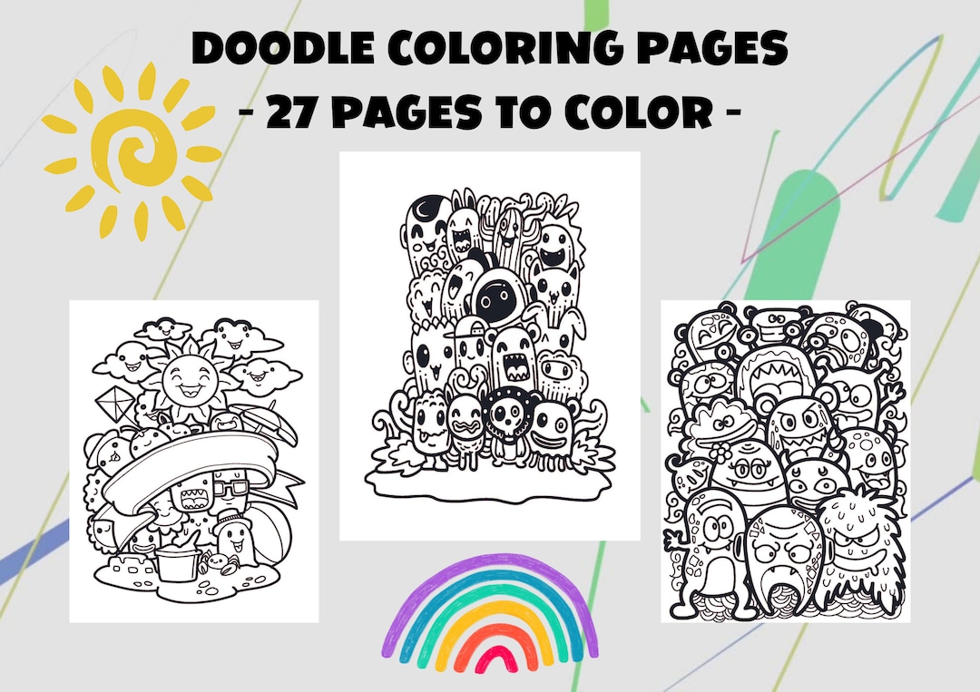 Doodle Coloring Pages for Adults, 27 Printable Pages, Cute Patterns and ...