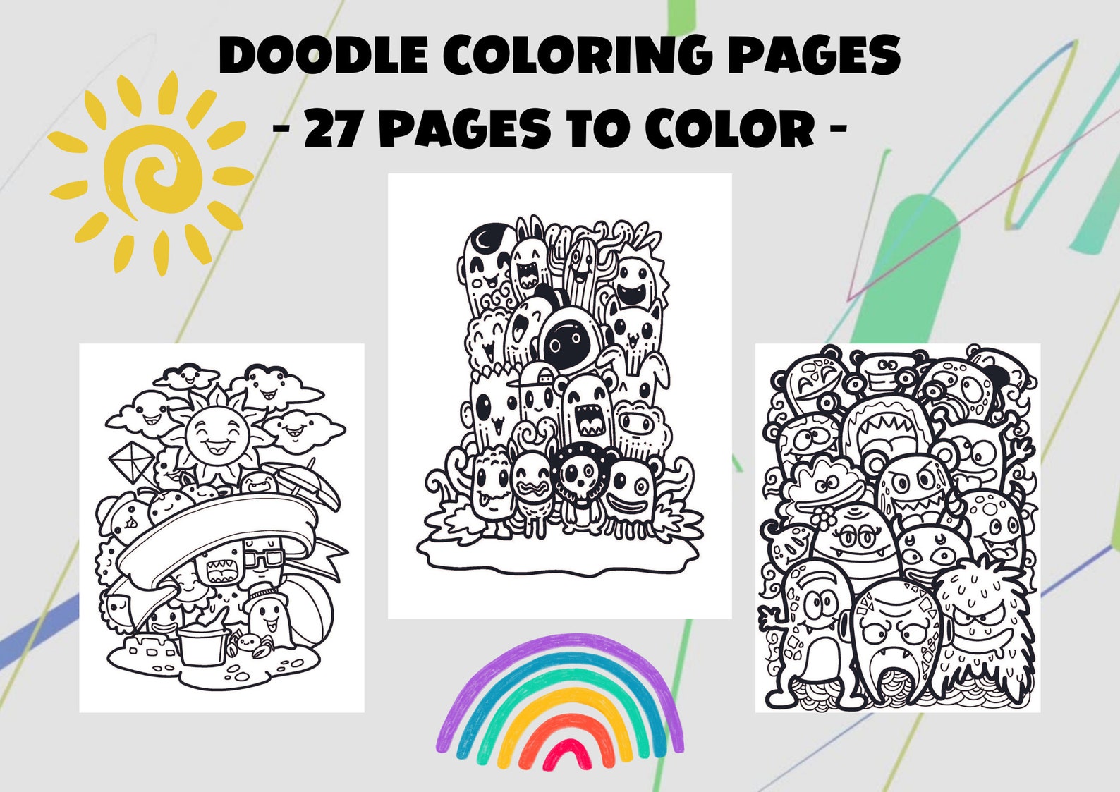 Doodle Coloring Book for Adults, 27 Printable Pages (PDF Pattern) - Etsy