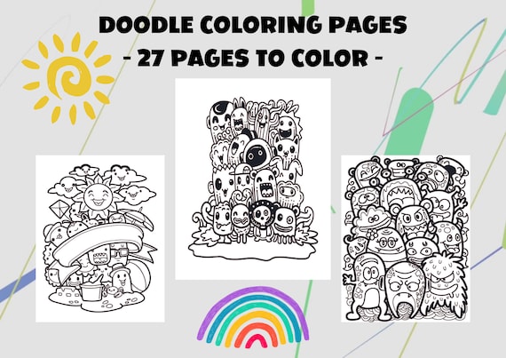 Doodle Coloring Pages for Adults 27 Printable Pages Cute - Etsy