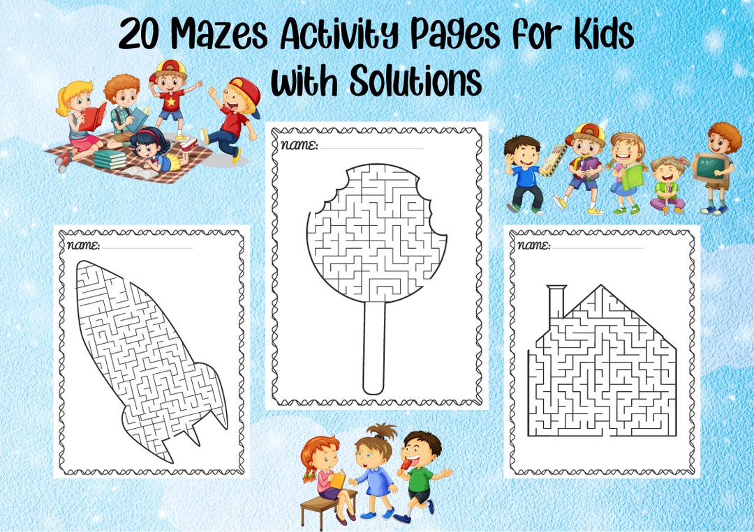 20 Mazes Activity Pages for Kids: Fun Learning Workbook (PDF File) - Etsy
