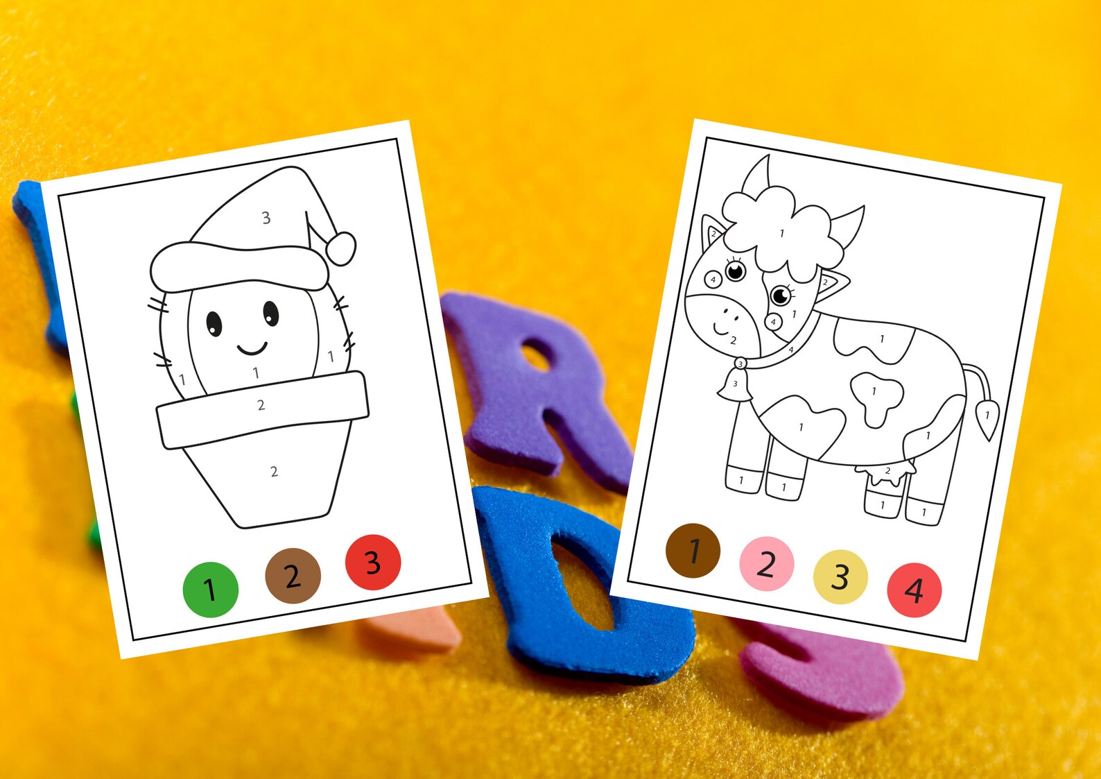 50 Cute Color by Number Pages for Kids Activity Book for - Etsy