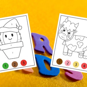 50 Cute Color by Number Pages for Kids, Activity Book for Boys, Girls ...