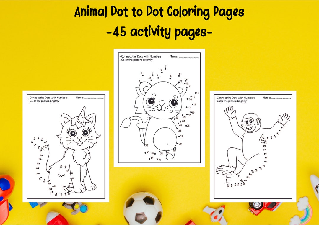 Animal Dot to Dot Coloring Pages for Kids, Fun Connect the Dots Book ...