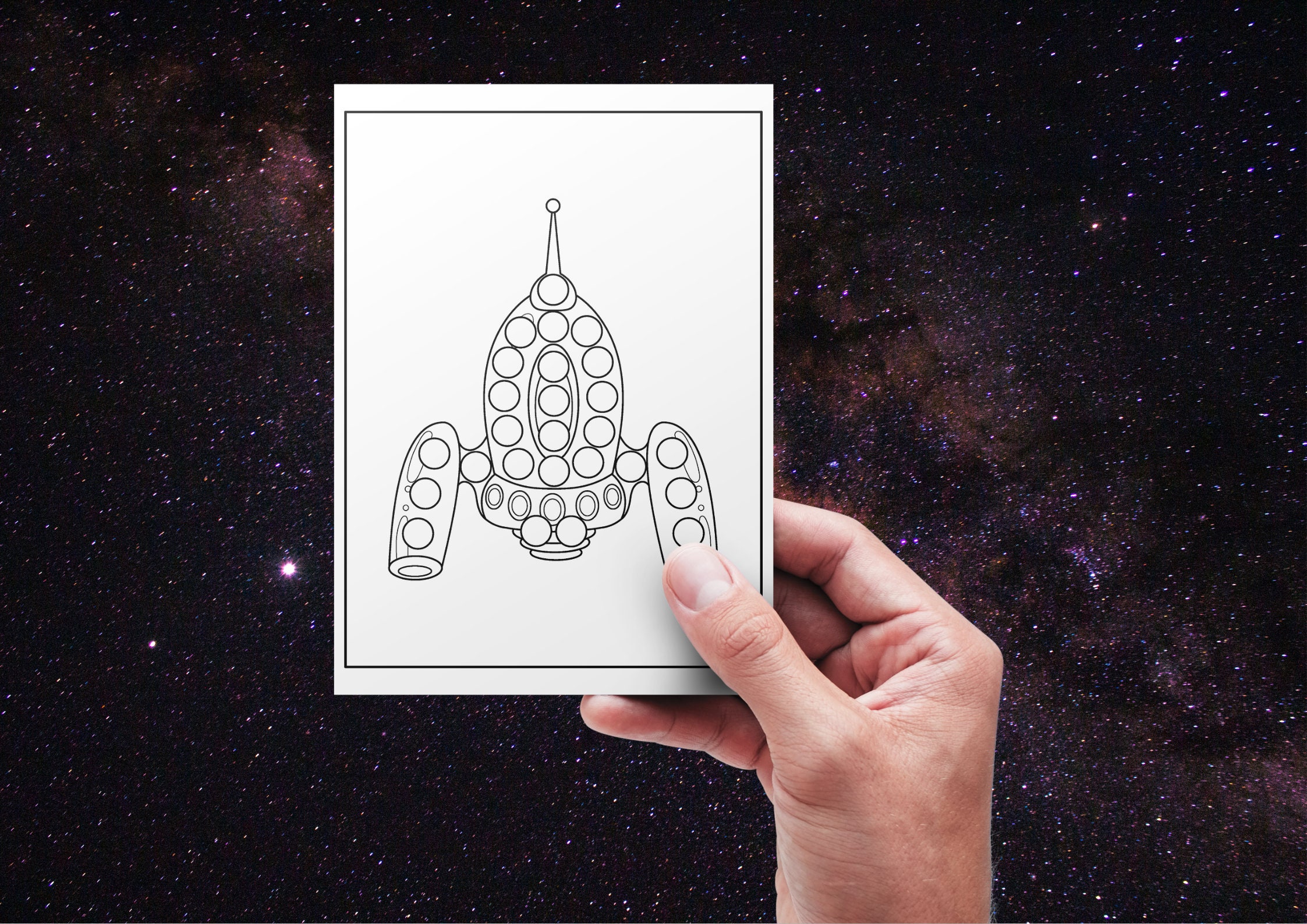 Spaceship Dot Marker Coloring Pages: Fun Kids Activity Book (PDF) - Etsy